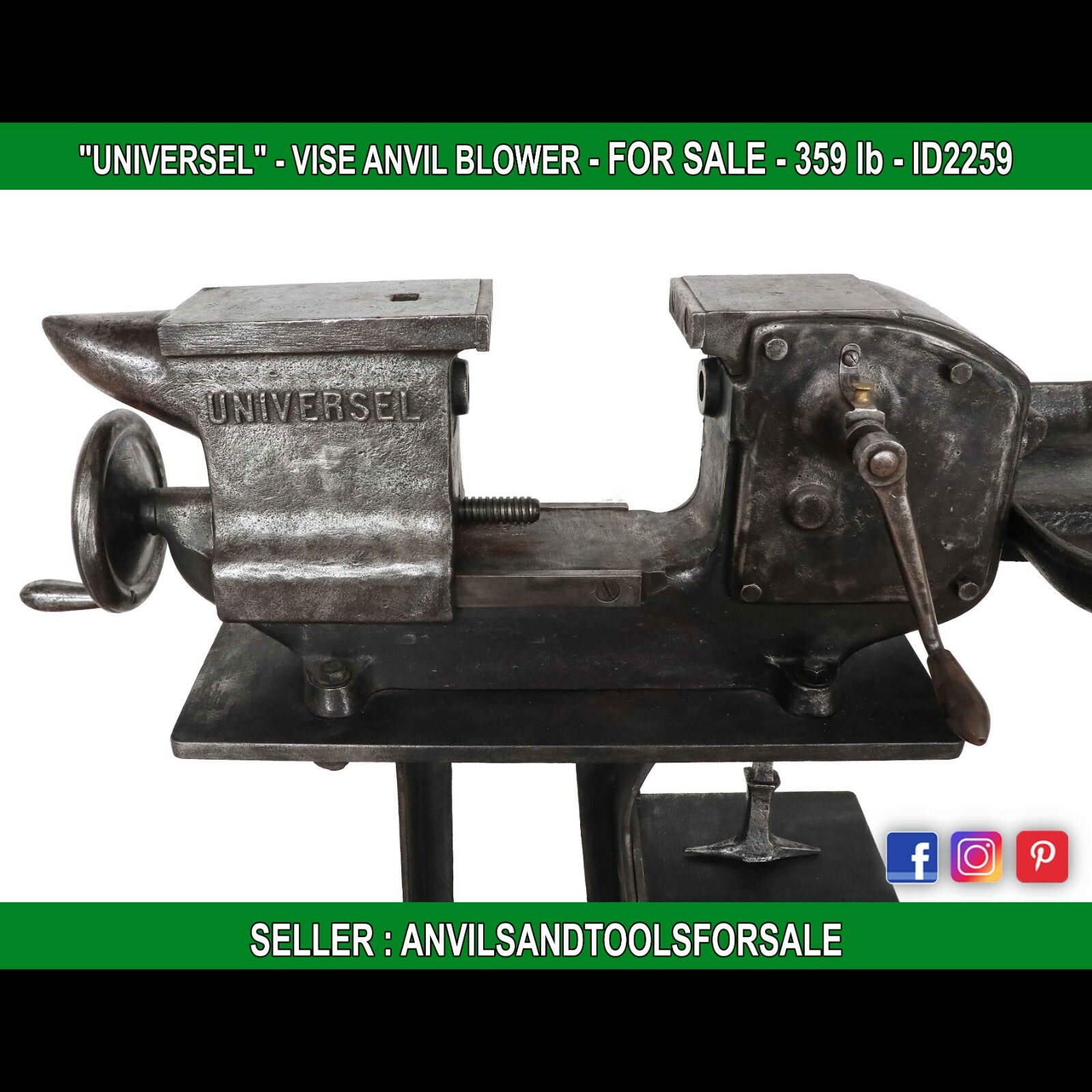 "UNIVERSEL" - VISE ANVIL BLOWER - 359 lb - ID2259 | eBay