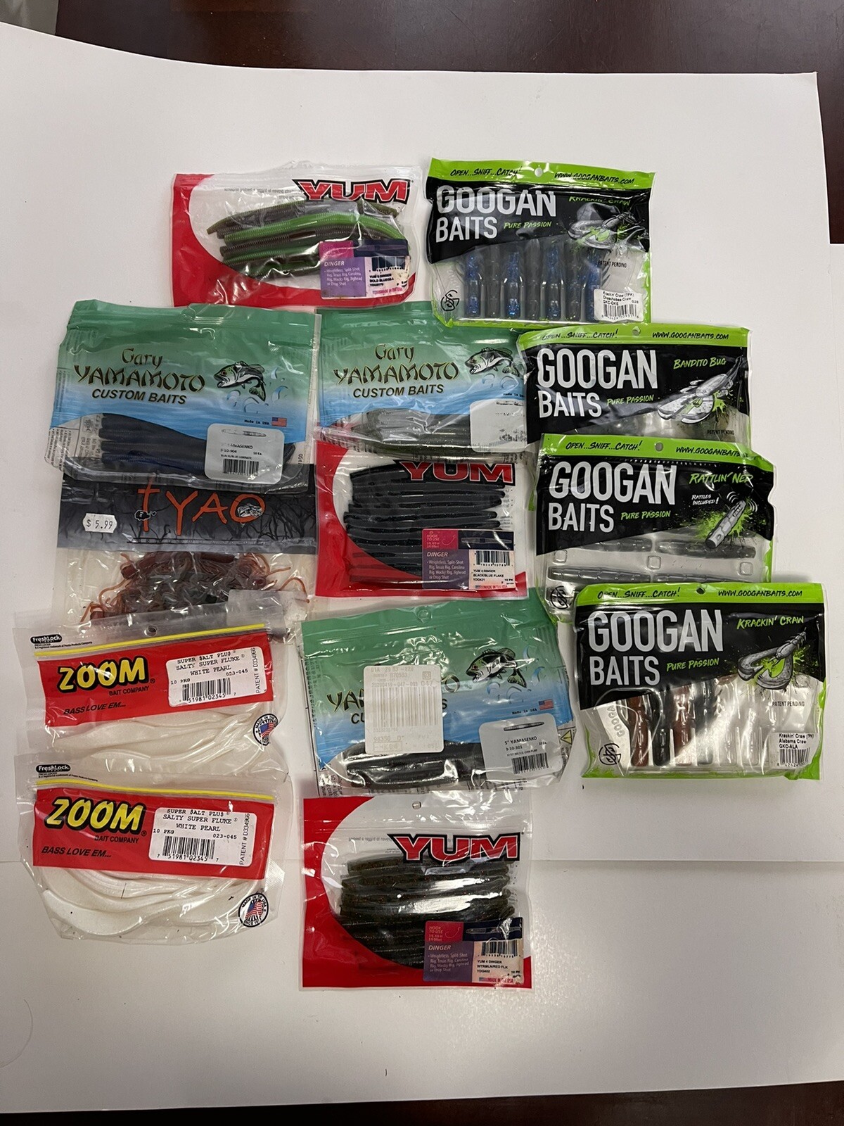 Large Lot of New And Used Fishing Soft Plastic Baits Zoom Googan ...