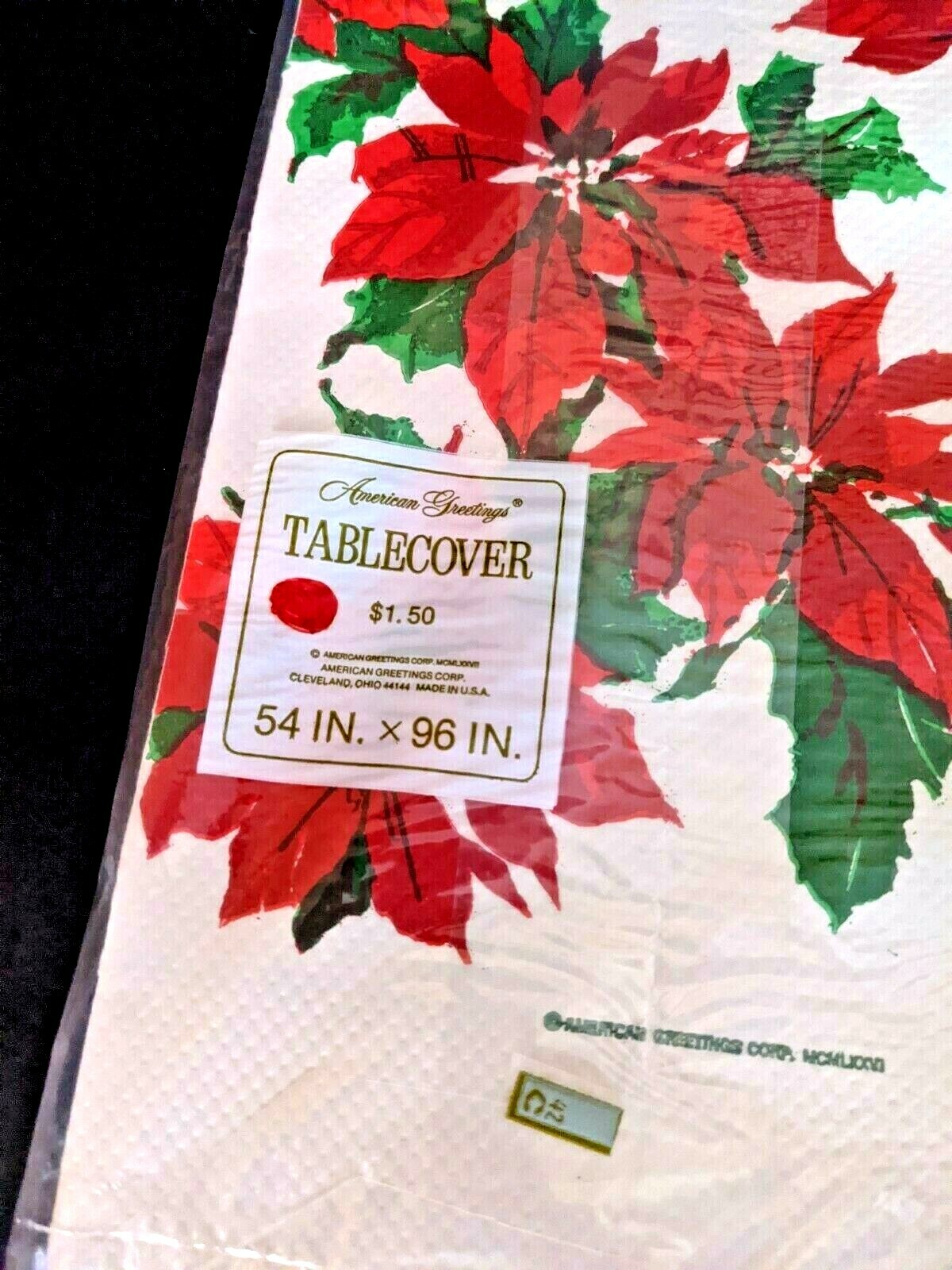Vtg Paper Tablecloths (2) Christmas Poinsettia Pattern 54 x 95 American ...