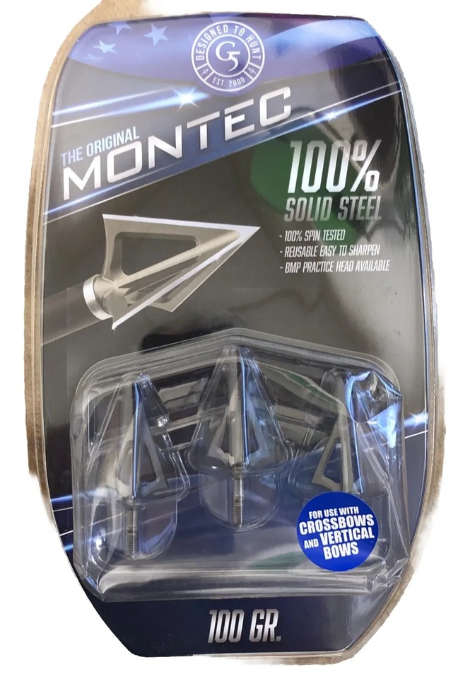 G5 Outdoors Montec 100G Stainless Steel Fixed Broadheads Broadhead -3 ...