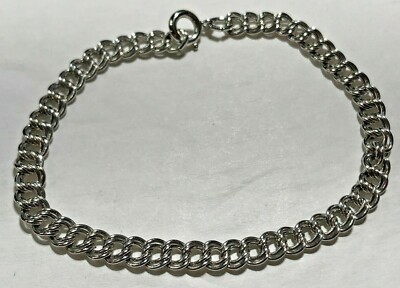 Double Chain Link Bracelet Sterling Silver .925 | eBay