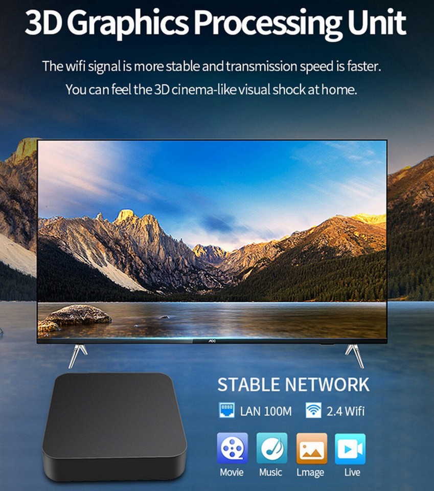 Smart TV Box Android Dual WIFI Quad Core 4K UHD Media Stream Player MX ...