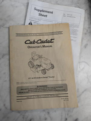 CUB CADET OWNER'S OPERATOR'S MANUAL TRACTOR XT1 XT2 ENDURO SERIES 2014 ...