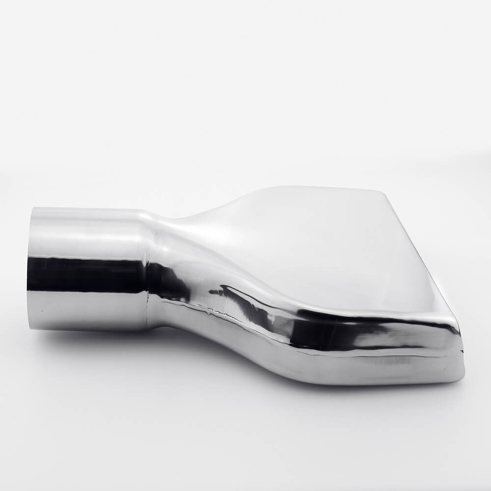3" Inlet Stainless Steel Rectangle Out Roll Edge Angle Cut Exhaust Tip ...