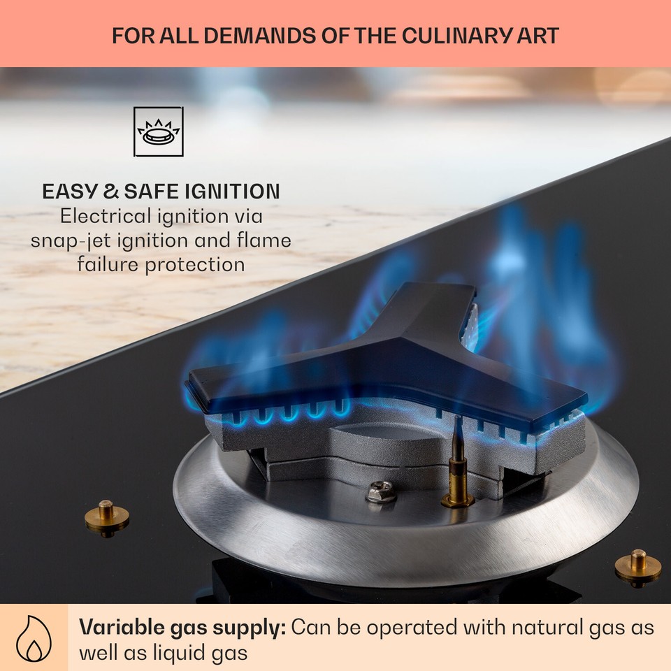 Gas Hob 60 cm 3 Burner Hot Plate Glass Ceramic Gas Cooker Gas Burner ...