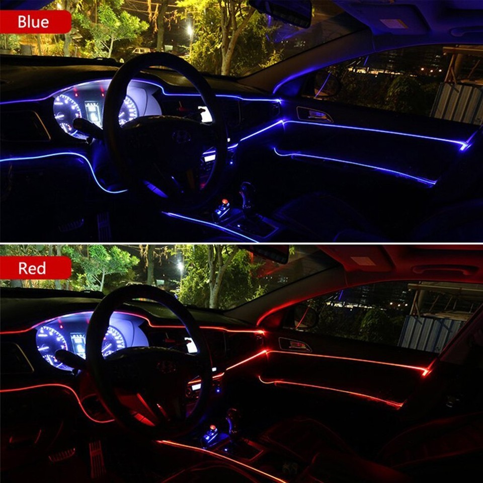 Red LED Auto Car Interior Decor Atmosphere Wire Strip Light Lamp ...