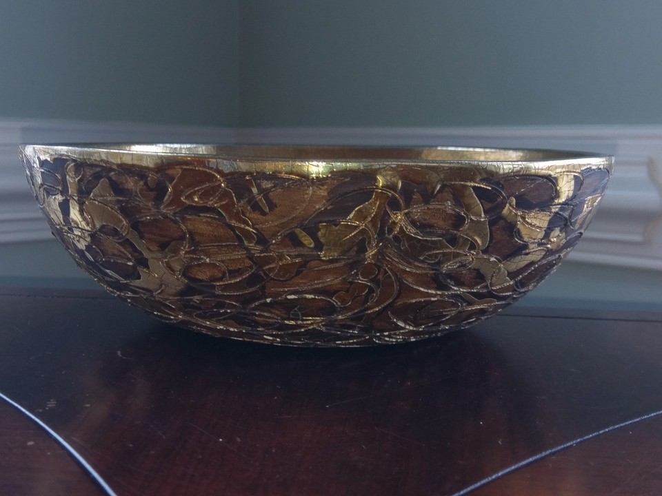 gene Lodi Bowl Studio Pottery Vtg MCM Modern Signed Numbered Gold Glenn ...