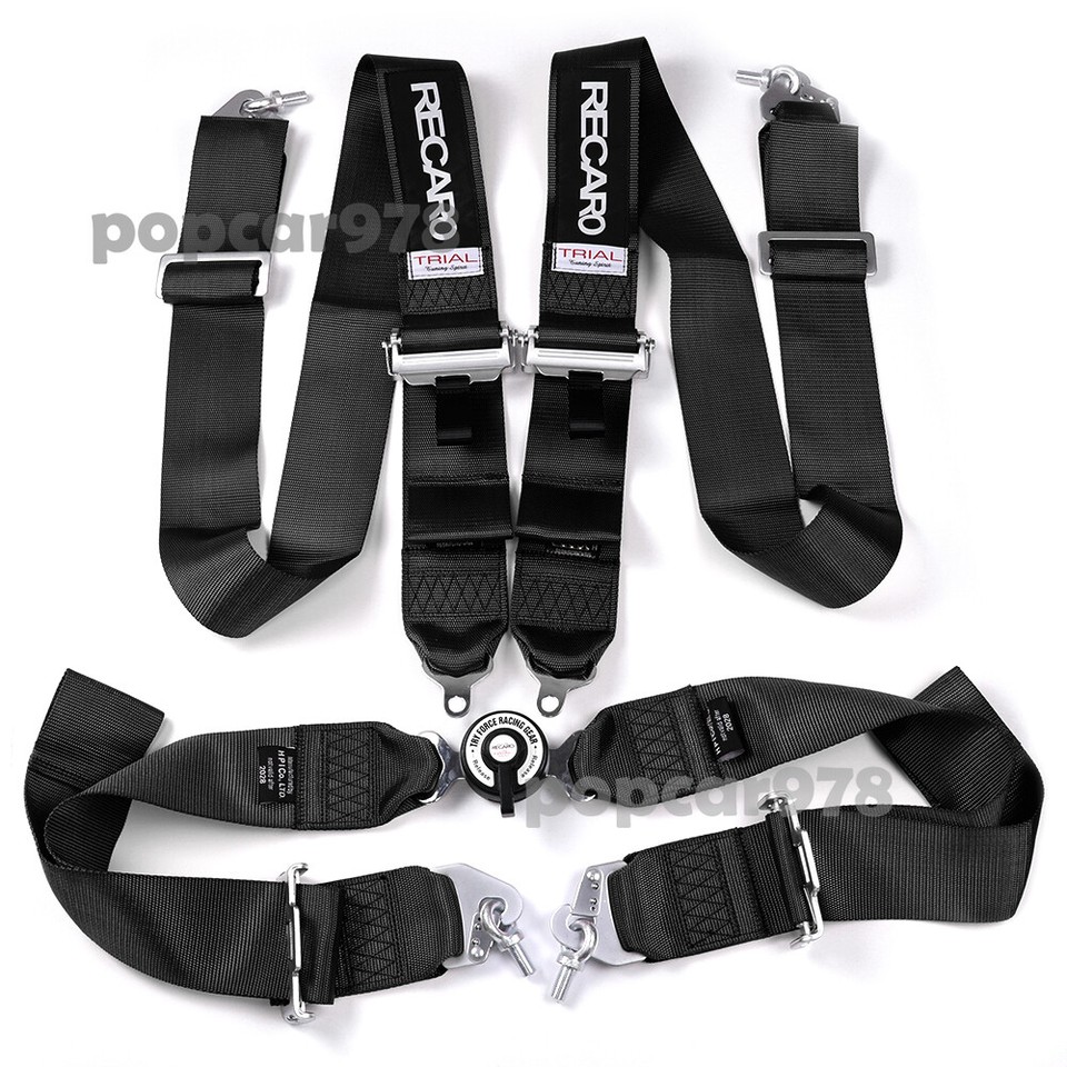Black RECARO 4 Point 3" Racing Seat Belt Quick Release Seatbelt Snap-On ...