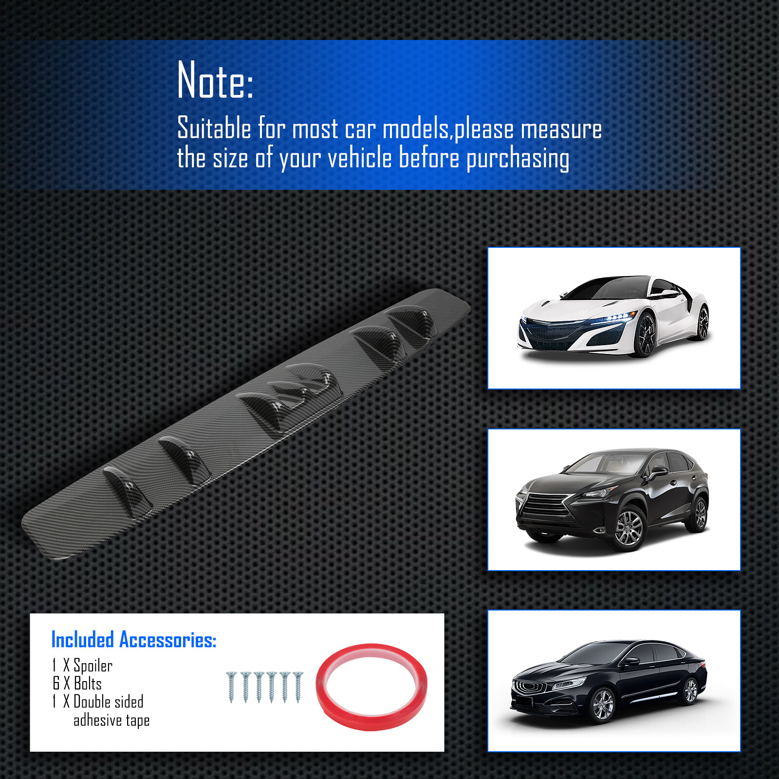 For Cadillac CTS CTS-V ATS CT4 CT5 Carbon Rear Bumper Diffuser 7 Fin ...