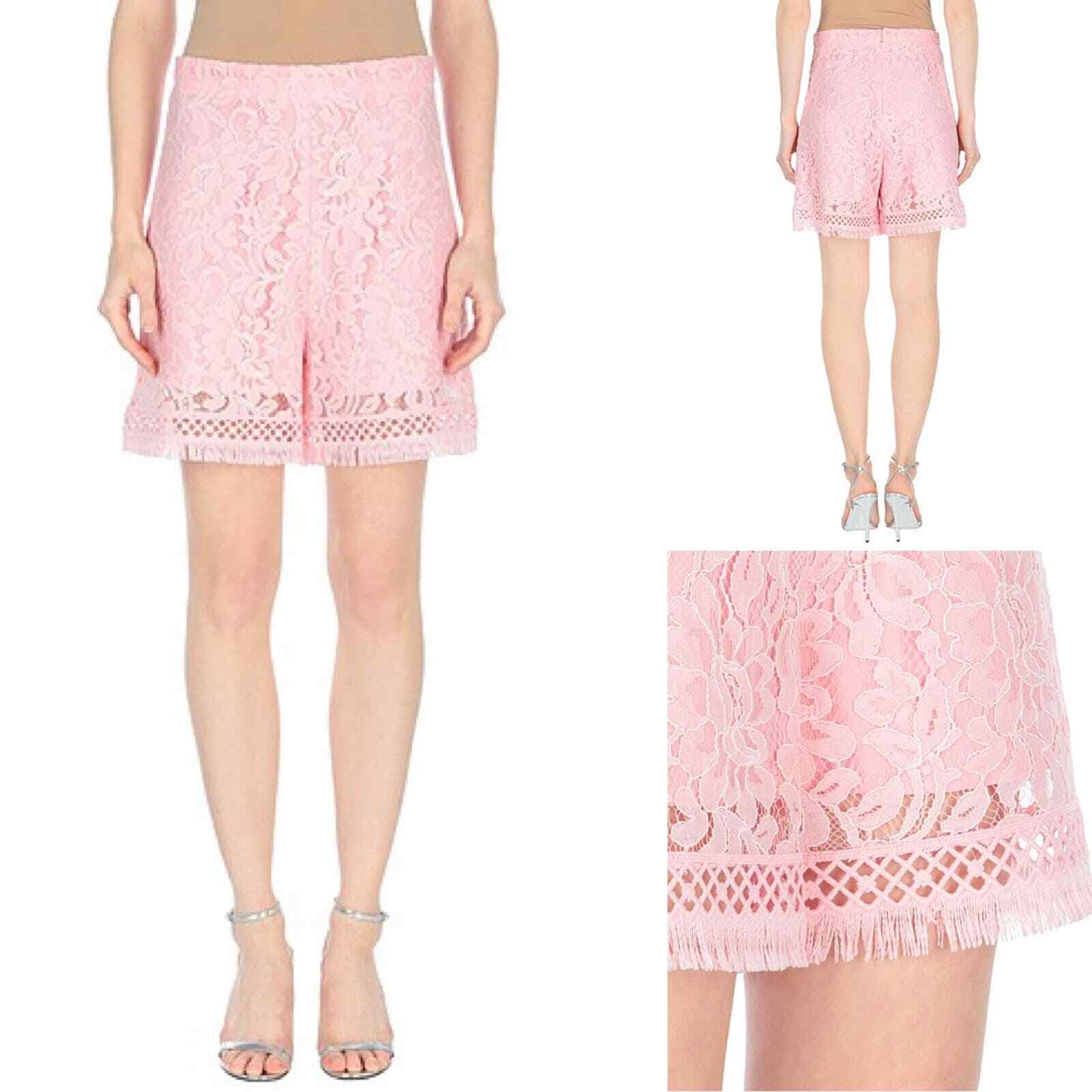 Pinko High Waist Fringe Hem Lace Shorts Pink Women's 6 NEW $265 | eBay