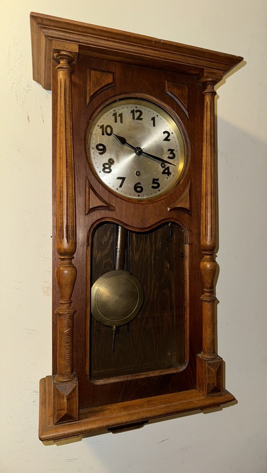 Antique German Box Regulator Wall Clock, Westminster Quarter Strike ...