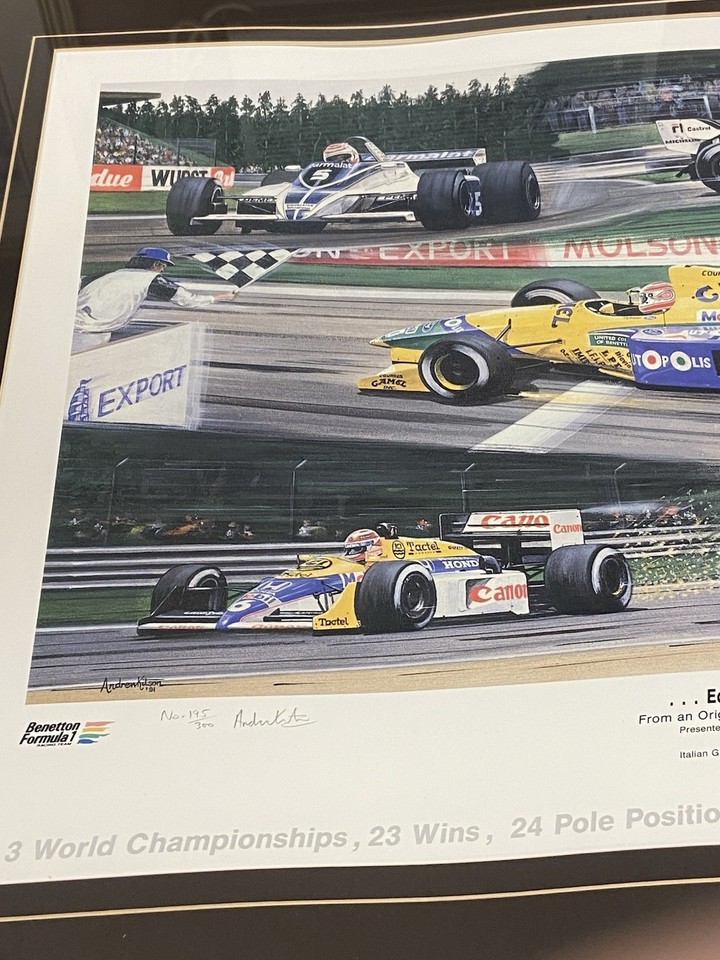 Signed Nelson Piquet “EQUALS TWO HUNDRED “ & Artist Andrew Kitson No ...