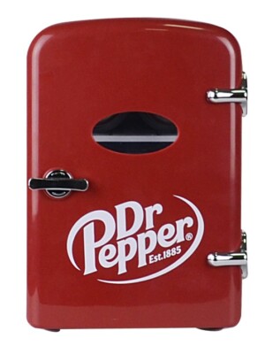 Dr. Pepper 6-Can Mini Personal Fridge Cooler Retro Style, Compact ...
