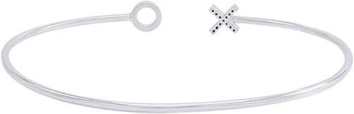 Round Natural Diamond Accent XO Cuff Bracelet For Women 925 Sterling Silver | eBay