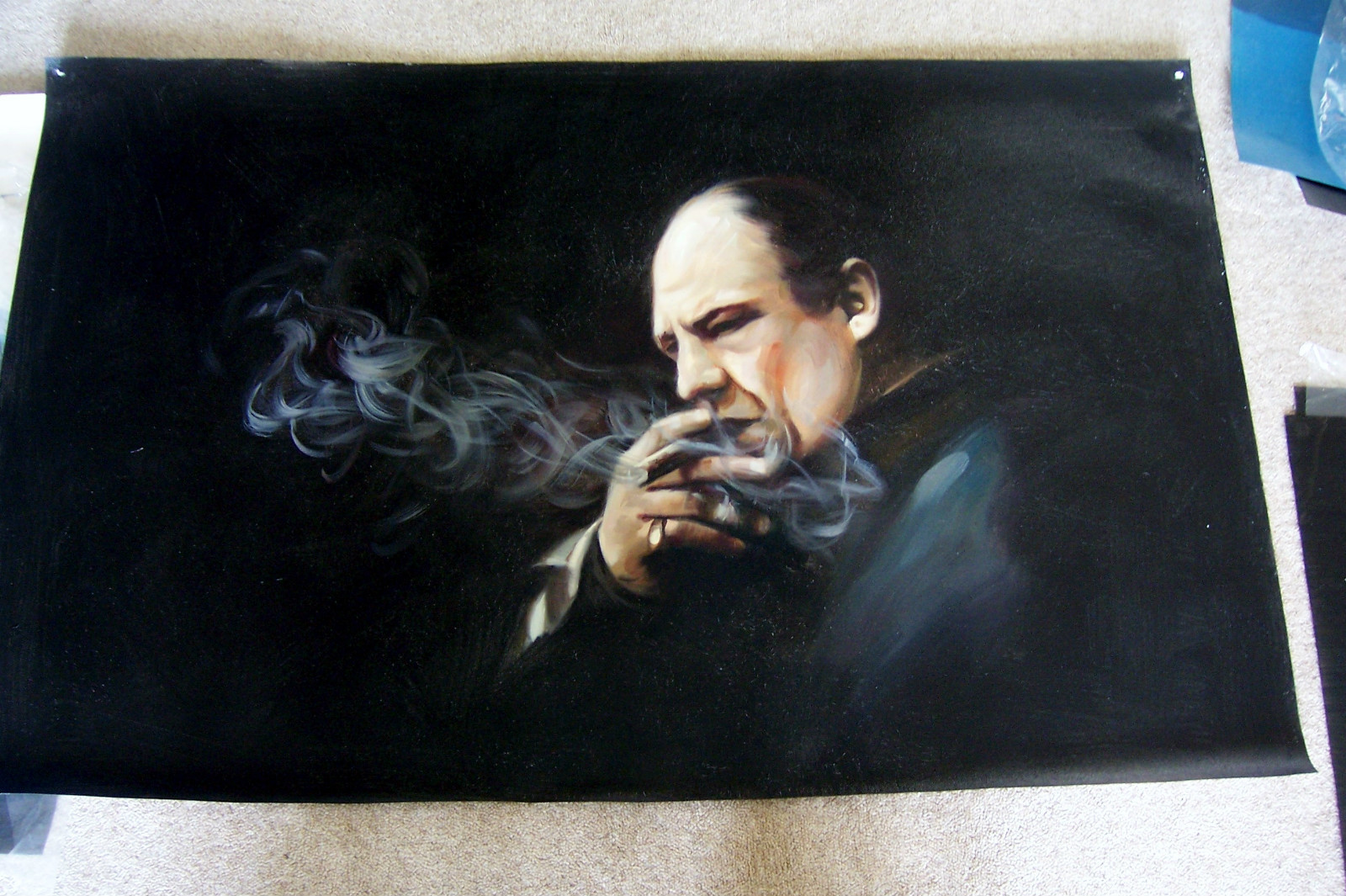 Tony Soprano oil painting 28x16 unframed Sopranos Godfather Goodfellas ...