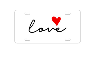 Aluminum License Plate - - Love Heart Black & Red | eBay