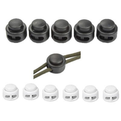 Spring Loaded Twin Hole Button Drawstring Plastic Cord Stopper Locks ...