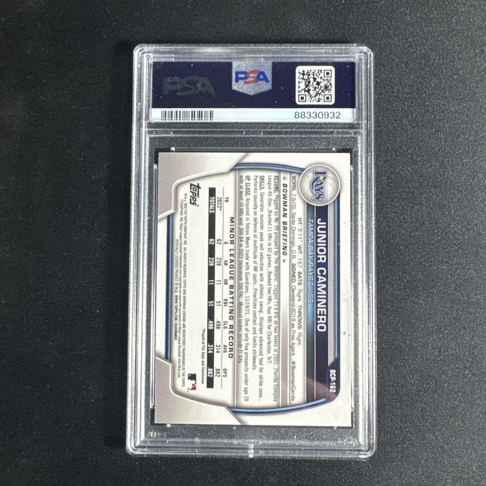 2023 Bowman Chrome Mega Box Junior Caminero Mojo PSA 10 Gem Mint Rays ...