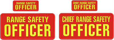 RANGE SAFETY OFFICER 4 EMB PATCH 5X11 and 2x5 hook on back red/yellow ...