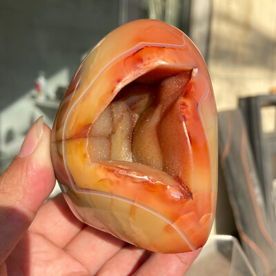 505g Rare Natural Red Agate Geode Carnelian Crystal Mineral Specimen ...