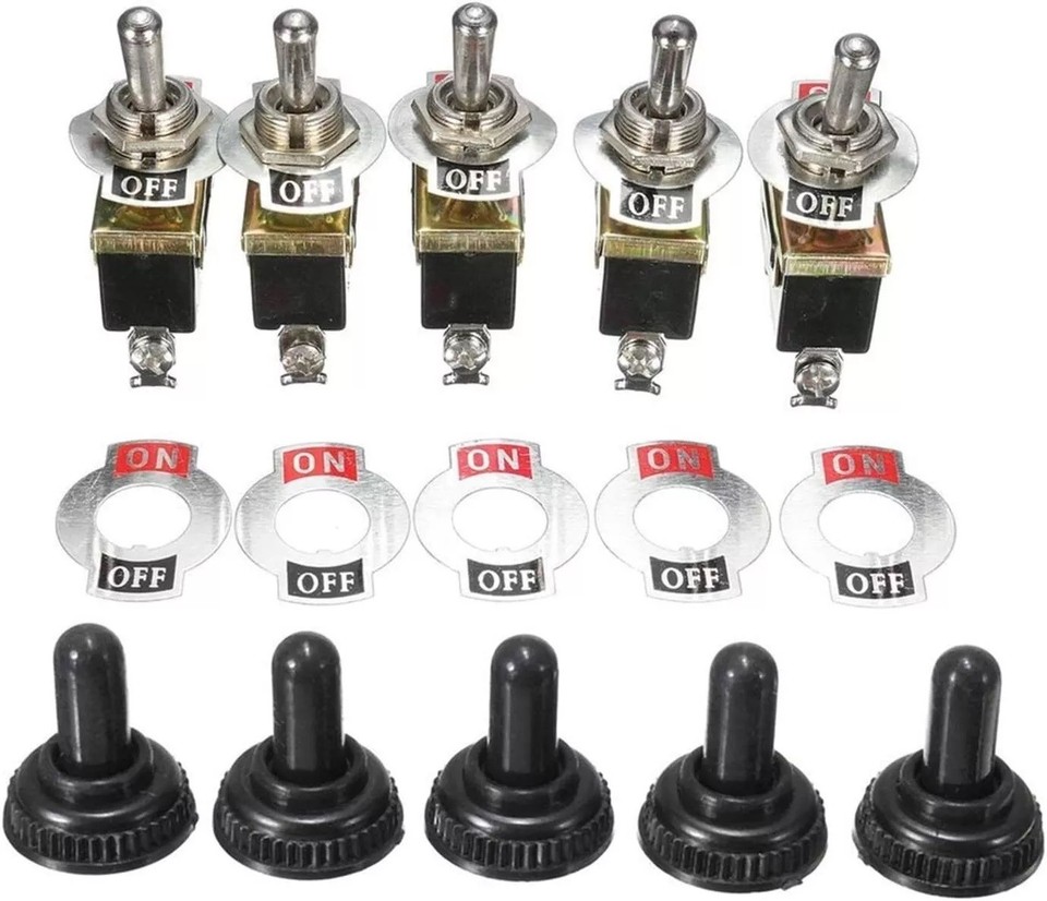 5x SPST Solid Metal ON/OFF Toggle Switch Single Pole For Marine ...