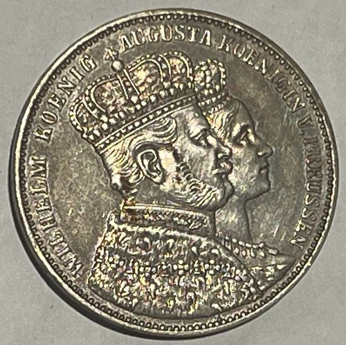 1861 Prussia German States Coronation of King Wilhelm I Thaler Silver ...