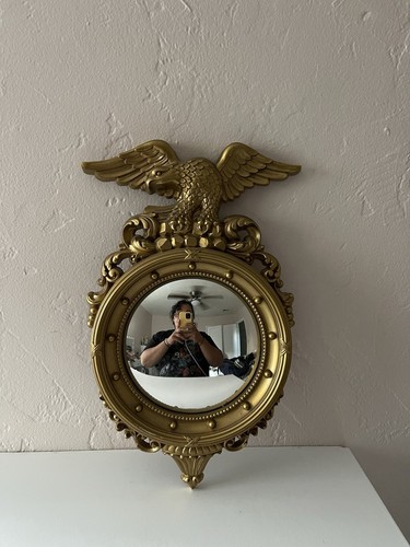 Syroco Convex 16” Bullseye Mirror Bald Eagle Federal Regency Style ...