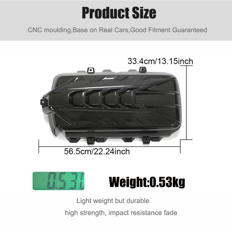Dry Carbon Fiber Car Engine Cover Trim Fit For Chevrolet Corvette C8 ...