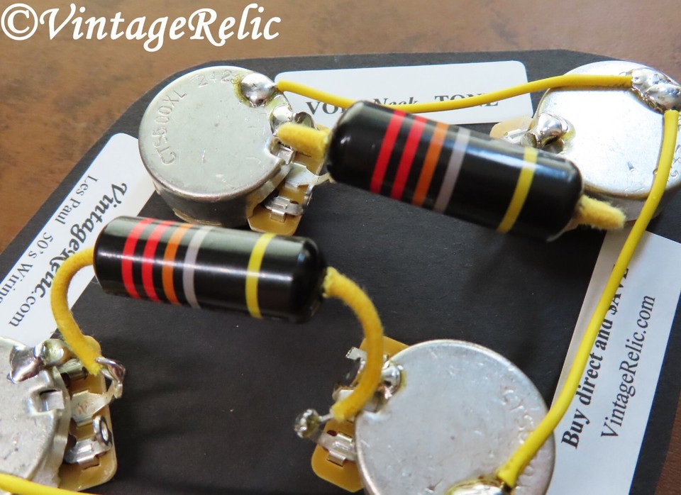 Les Paul Wiring Bumblebee Oil .022uF Caps CTS 550k LONG SHAFT pots for ...