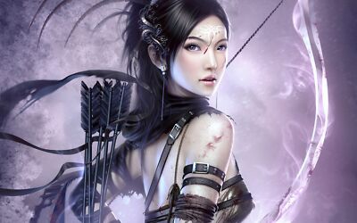 Anime arrows fantasy art looking at viewer bow girl Playmat Gaming Mat ...