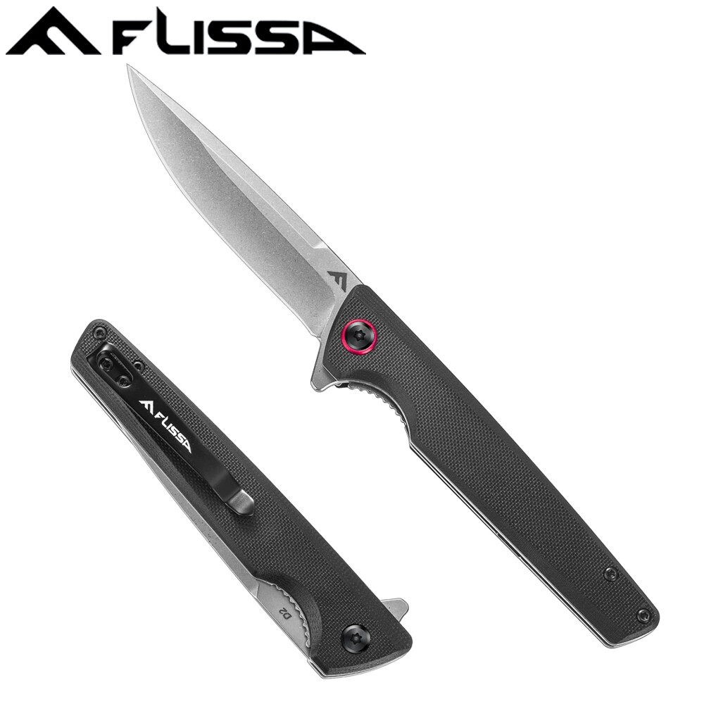 FLISSA Pocket Knife Folding EDC Knife G10 Handle 4" D2 Blade for ...