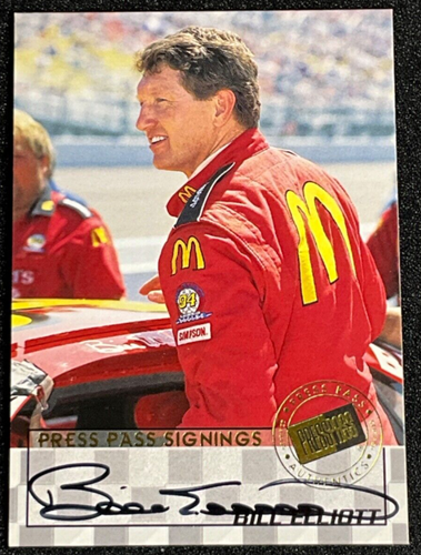 Bill Elliott 1998 press pass signings Auto ON CARD | eBay
