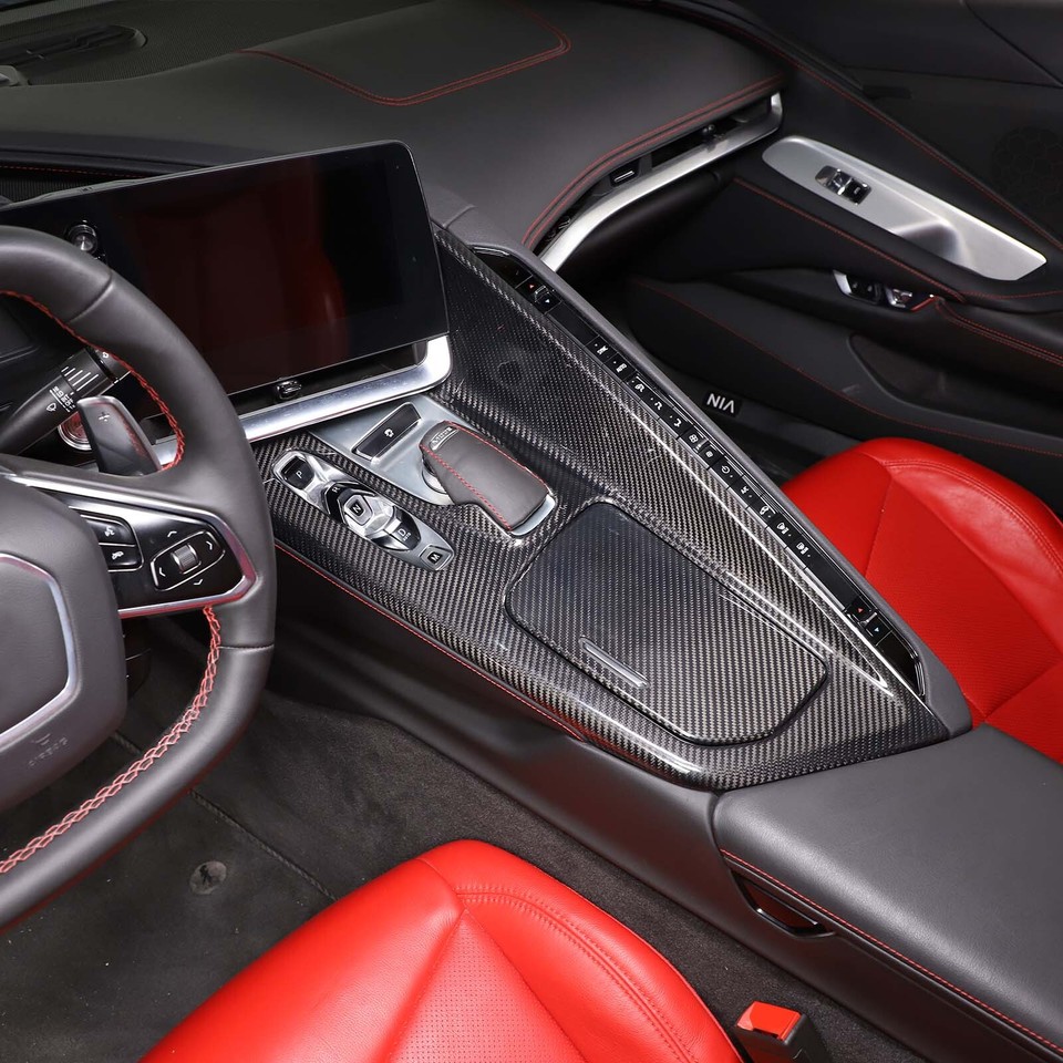 Real Carbon Fiber Interior Center Console Trim Cover For 20-25 Corvette ...