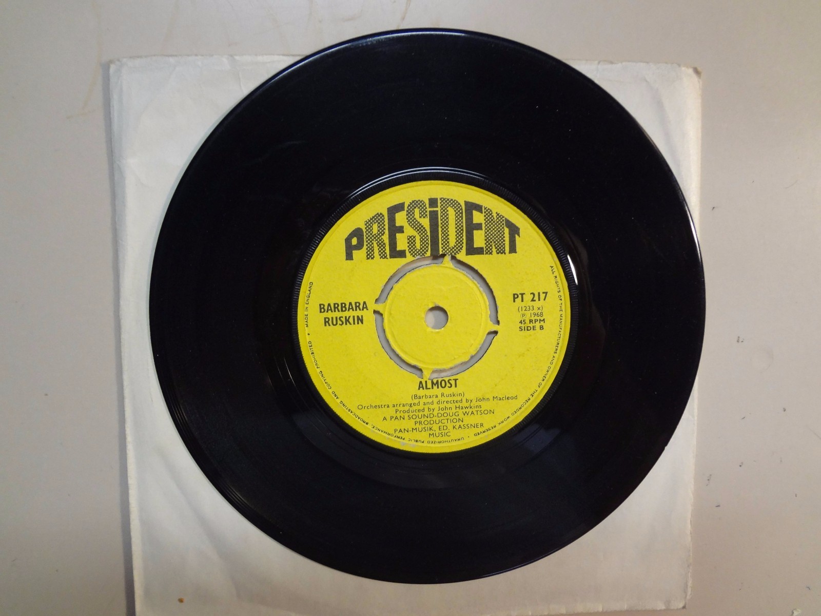 BARBARA RUSKIN: Pawnbroker, Pawnbroker- Almost-U.K. 7" 11- 1968 ...