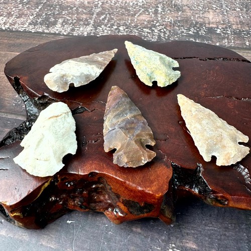 Set of 5 Small Natural Stone Assorted Arrowheads Pendant Arts Crafts ...