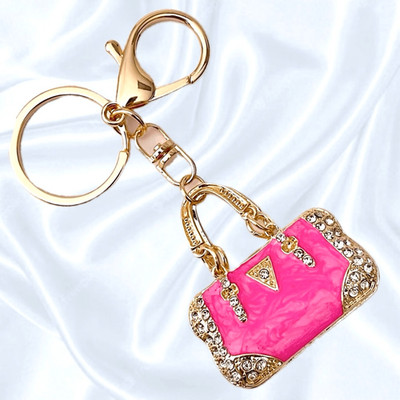 NWT Gorgeous Pink Bling Metal Purse Handbag Lobster Keyring Keyholder ...