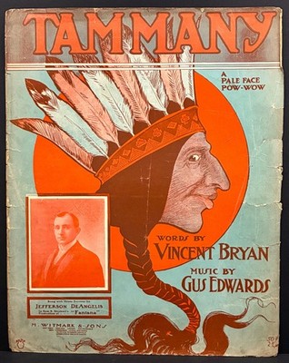 1905 "TAMMANY" SHEET MUSIC - NATIVE AMERICAN INDIAN ART COVER - LARGE ...