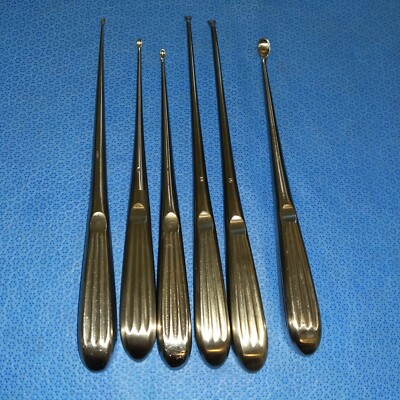 Set of 6 Orthopedic Spinal Fusion Curettes: Various Sizes Jarit, Codman ...