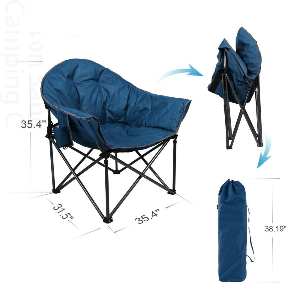 Oversized Camping Chairs Padded Folding Moon Chair Saucer Recliner W ...