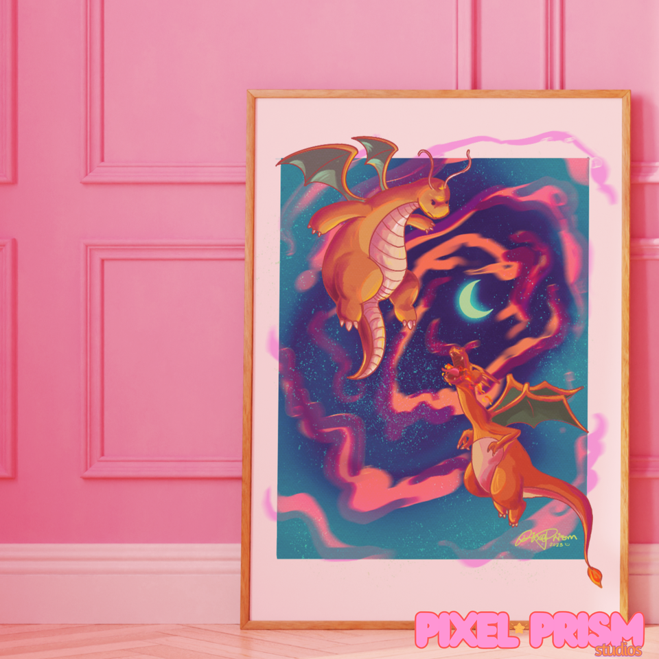 An Epic Battle| Dragonite & Charizard Original Pokemon Art Print | eBay