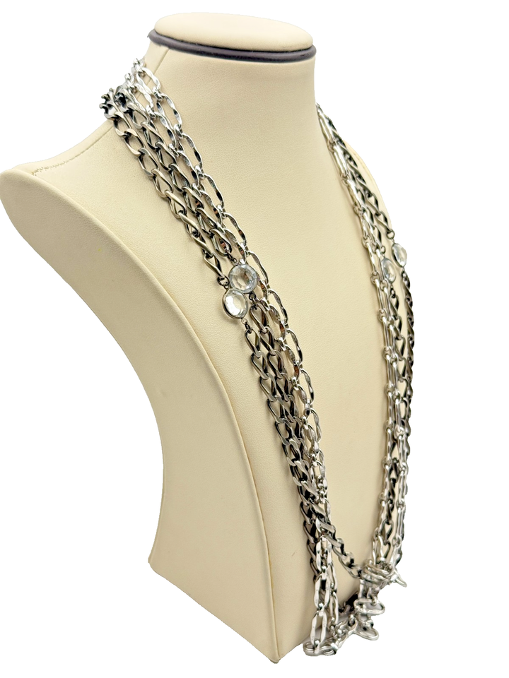 Chunky Layered Silver Plated Chain Necklace Multi-Strand Statement ...