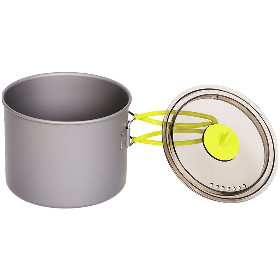 Hard Anodized For Camping Pot 1 2L Flat Bottom Folding Handle for ...