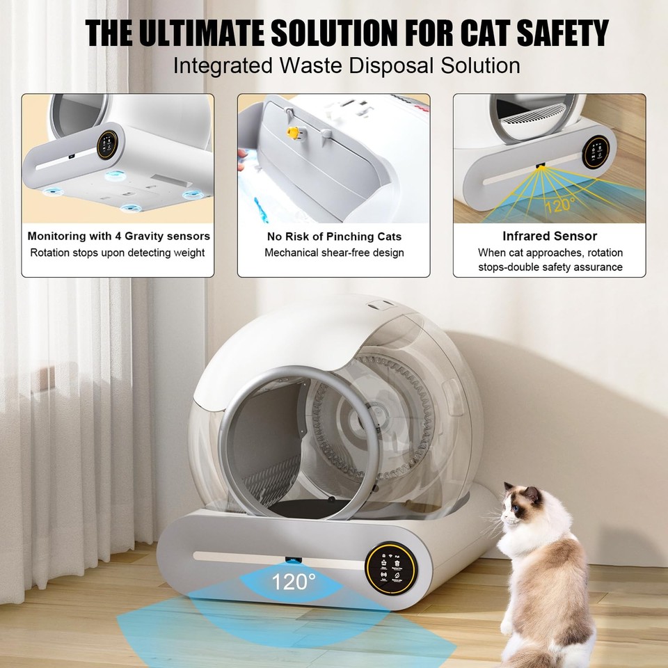 65L/9L Large Capacity Self-Cleaning Cat Litter Box for Multiple Cats ...