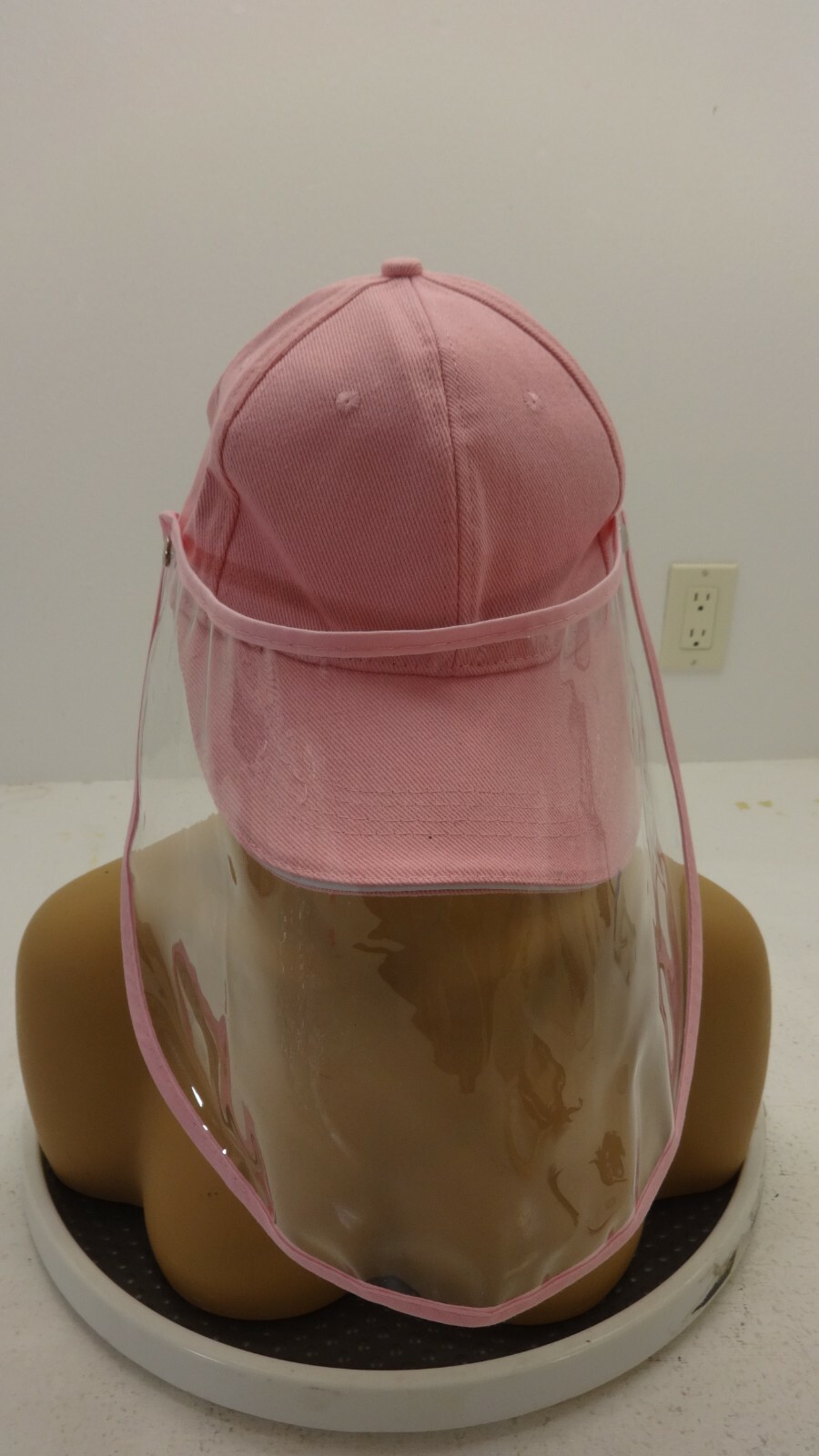 NWT PINK COTTON BASEBALL CAP WITH SNAP ON FACE SHIELD MASK ONE SIZE ...