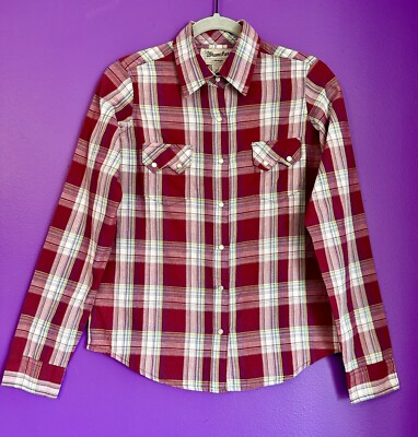 Wrangler Wrancher Western Shirt Women’s Small Cranberry Red,Purple ...