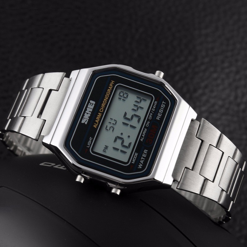 Mens LED Digital Wrist Watch Date Day Sport Army Gold Stainless Steel ...