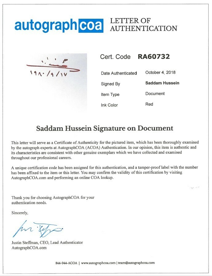 Antique Saddam Hussein's Handwritten Letter - Where The War Started ...