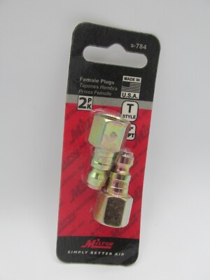 MILTON S-784 TWO PACK AIR COMPRESSOR FEMALE PLUGS T STYLE 1/4" FNPT ...