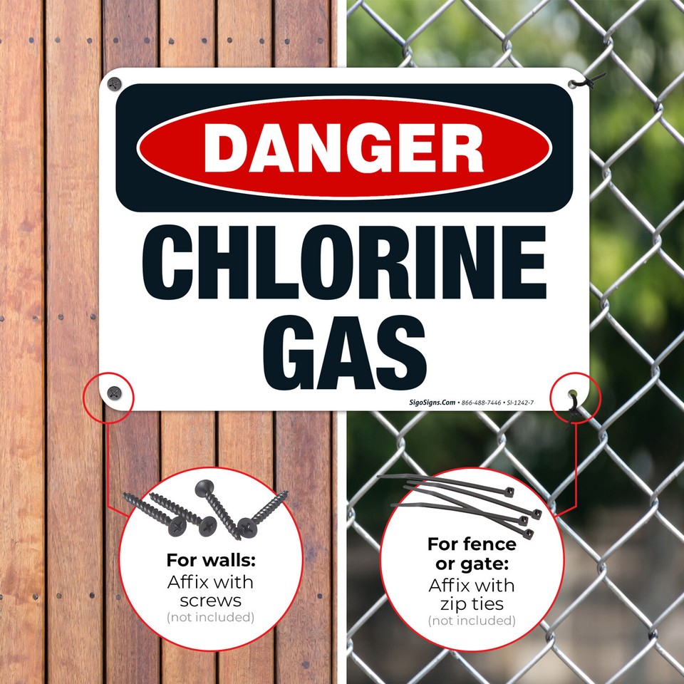 Danger Chlorine Gas Sign, OSHA Danger Sign, | eBay