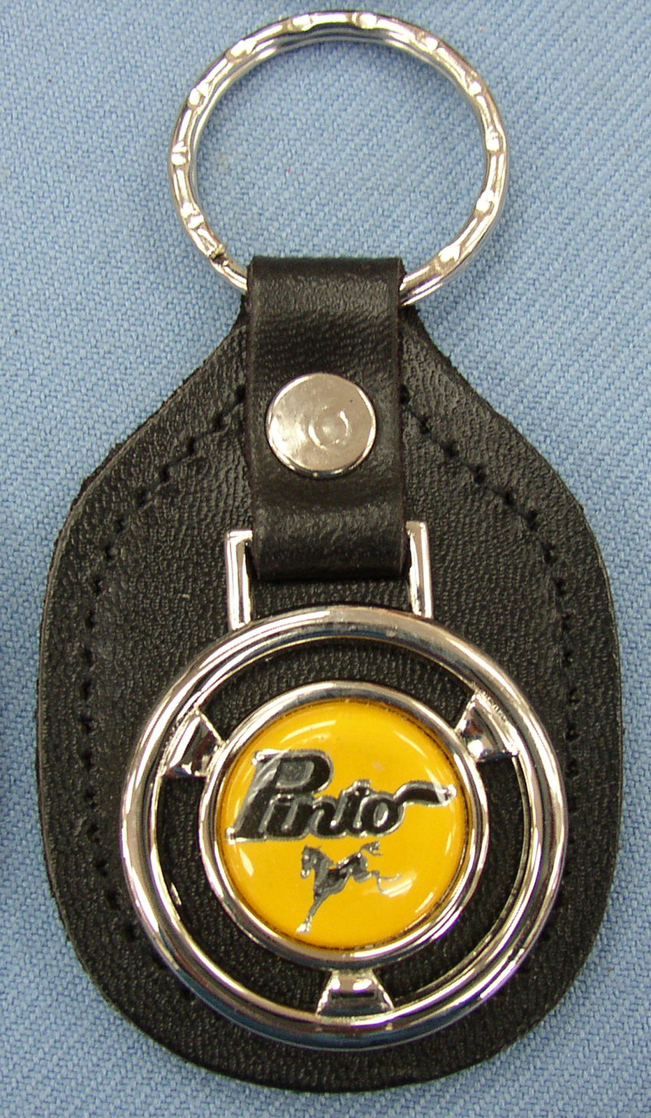 Vintage Yellow Ford PINTO Steering Wheel Black Leather Key Ring Key Fob ...